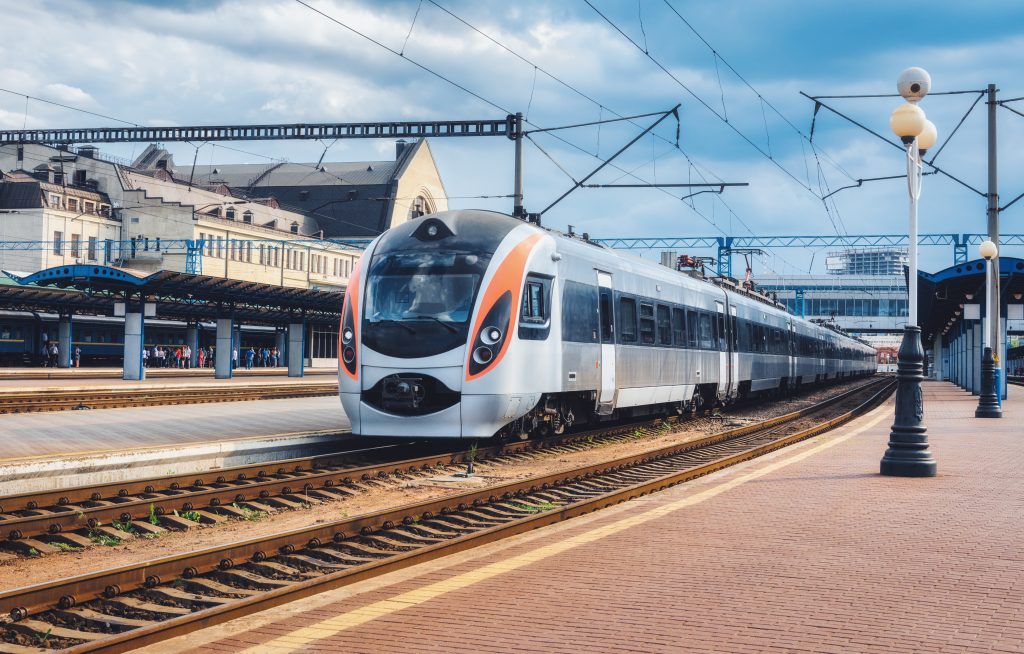 High speed train at the railway station in Ukraine | Newmar Powering ...
